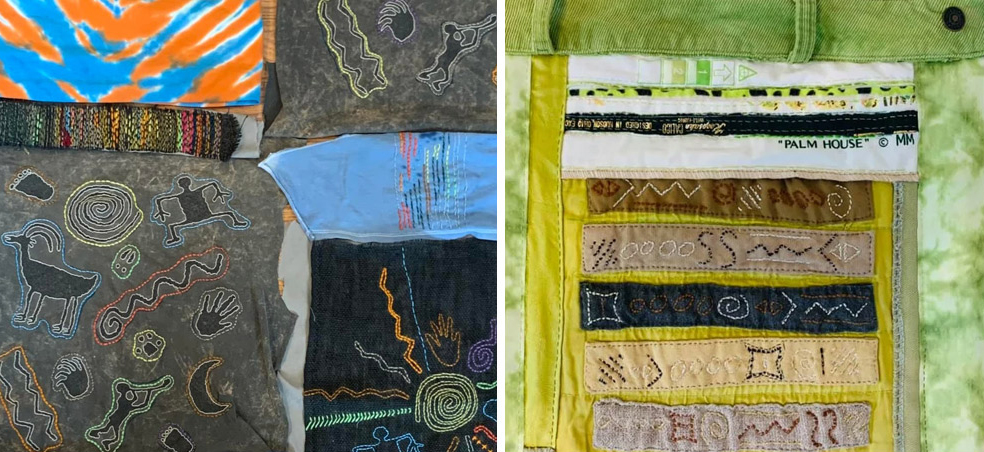 Make a textile out of fabric and thread scraps - Carolyn Hasenfratz Design